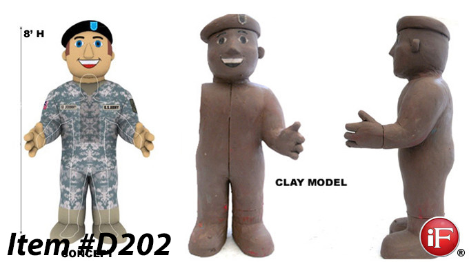 Inflatable Costumes, Custom Mascots, Walk About Costume, 8’H GI Johnny